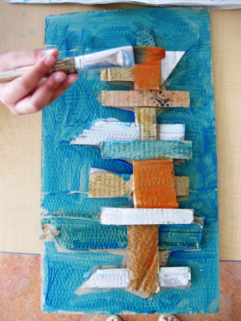 Cardboard Collages in Kinder | ART LESSONS FOR KIDS