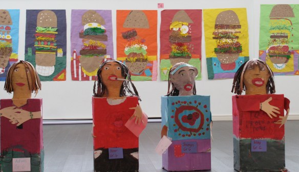 Preschool Art Class Display Children's Artwork On Display At The