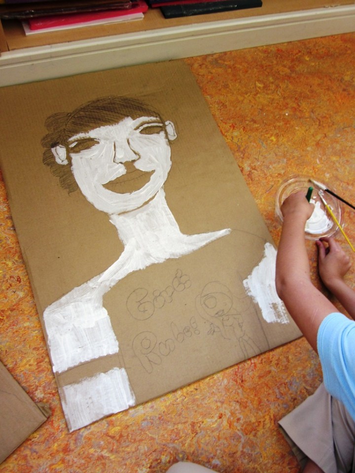 Giant Cardboard Self-Portrait Busts in Grade Four | ART LESSONS FOR KIDS
